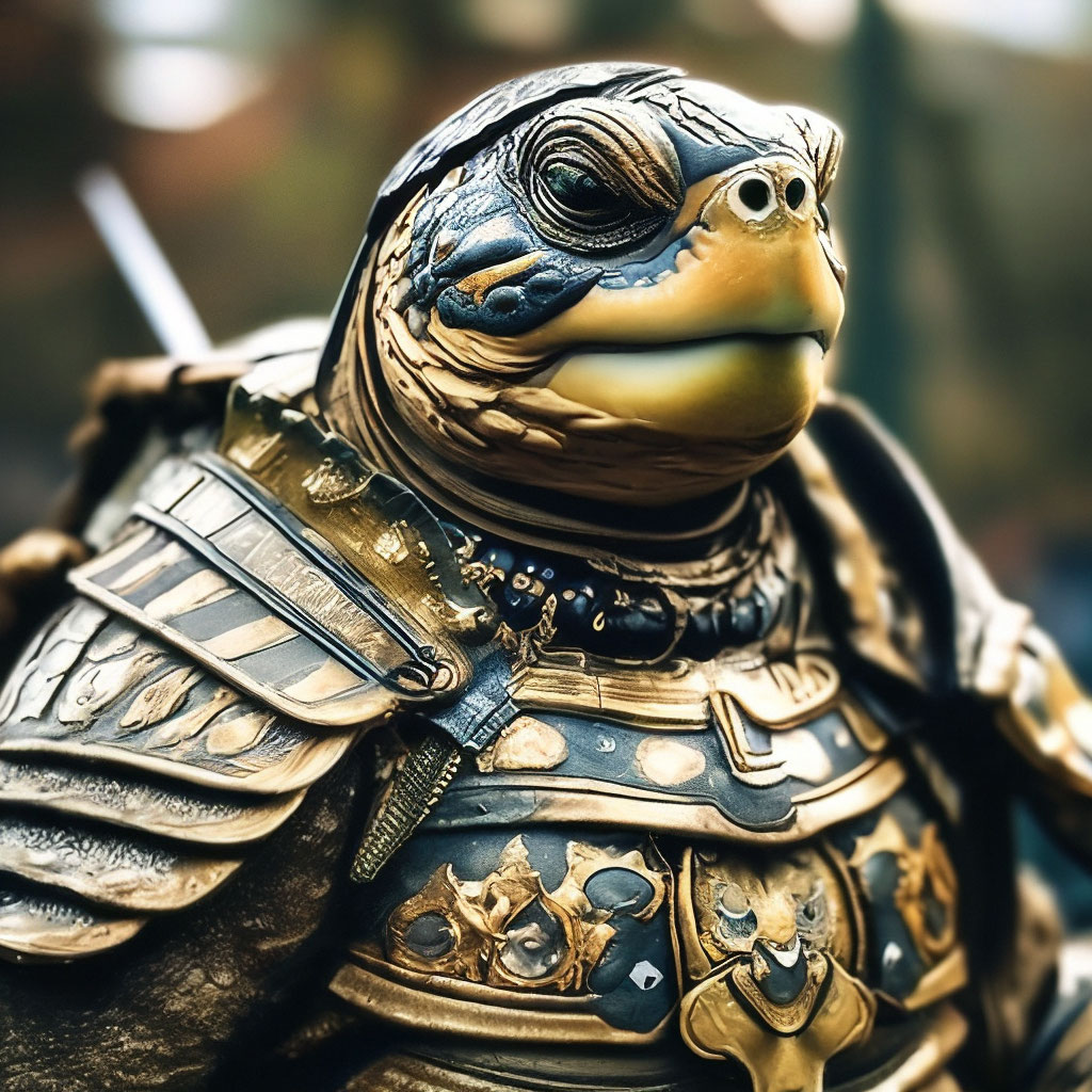 "A turtle in samurai armor. realism. photo" — image created in Shedevrum