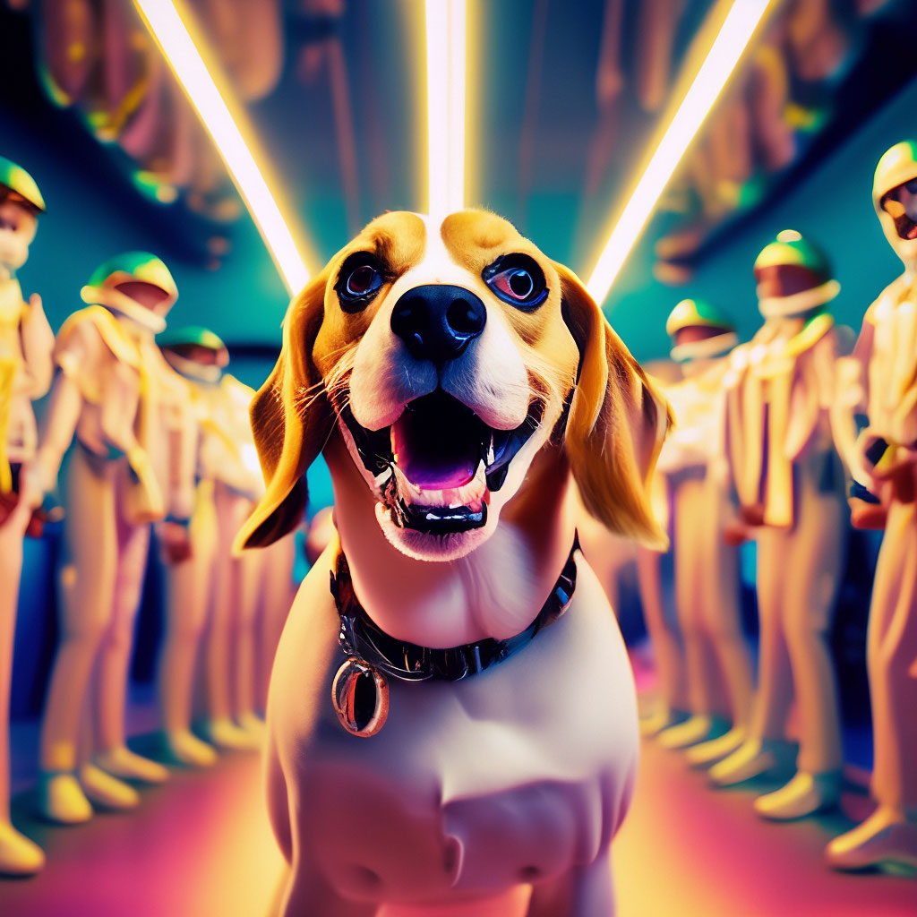 "The beagle sings" — image created in Shedevrum
