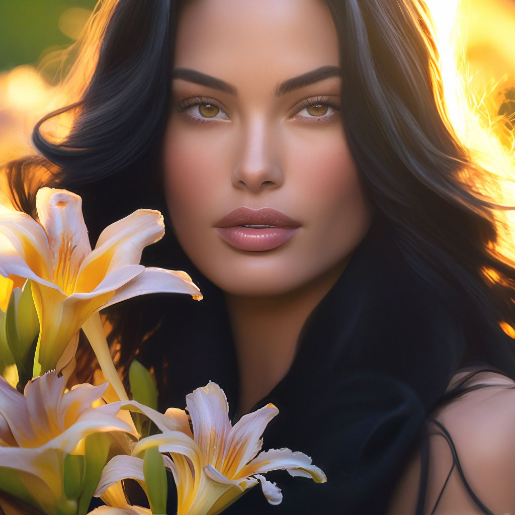 "Beauty,hyper detailed face,portrait body,long black hair ,silky and ...