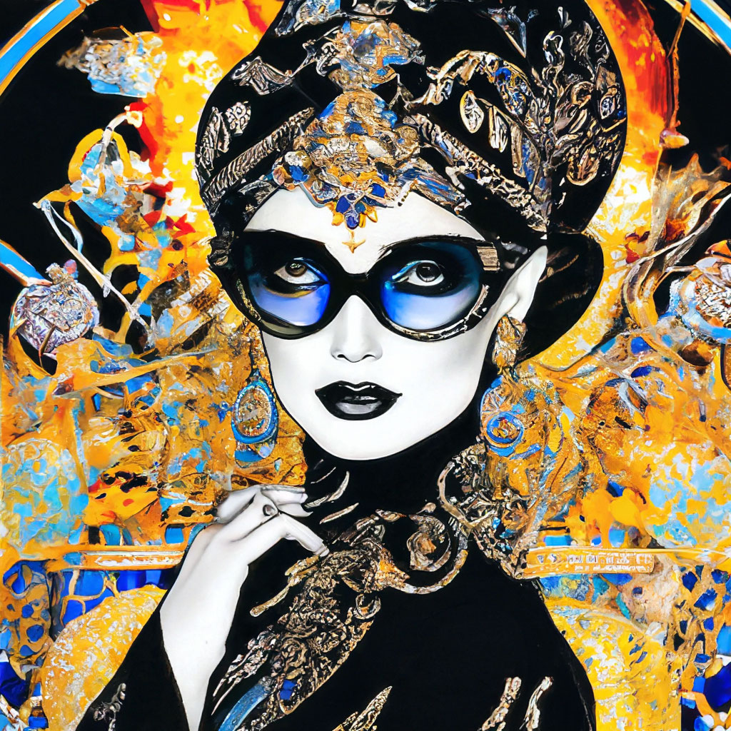 "Lady super in style of Franck Gerard, glamorous, black and light ...