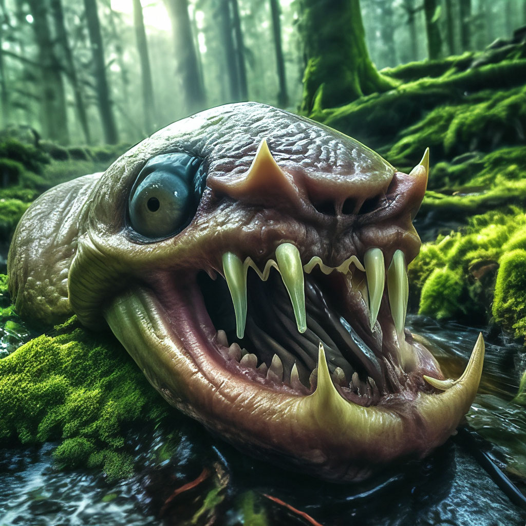 "Scary, huge slug without eyes , huge round mouth with sharp teeth in ...