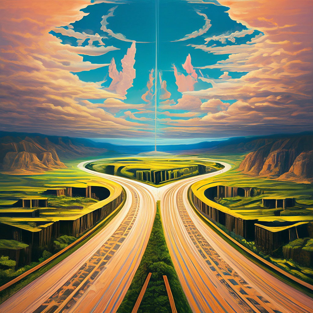"Two roads" — image created in Shedevrum