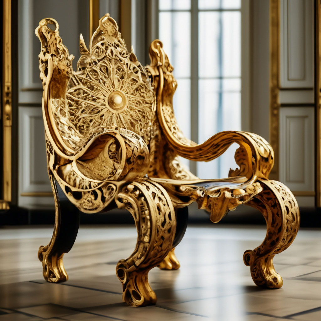 "An extravagant chair made of plywood layers of small snowflakes ...