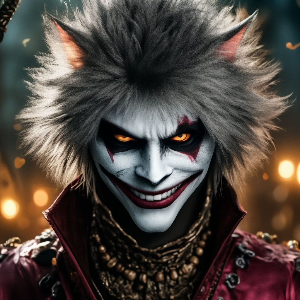 "Cheshire Cat Alpha Werewolf Adventurer, Magician in Joker makeup ...