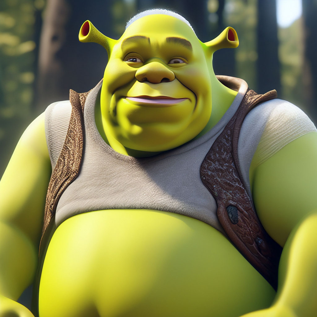 "Shrek is very fat, realistic, professional photo, 4k" — image created ...