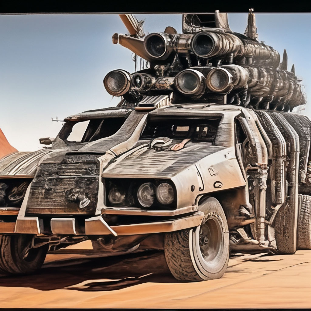 "Vaz 2115 in the style of mad max" — image created in Shedevrum