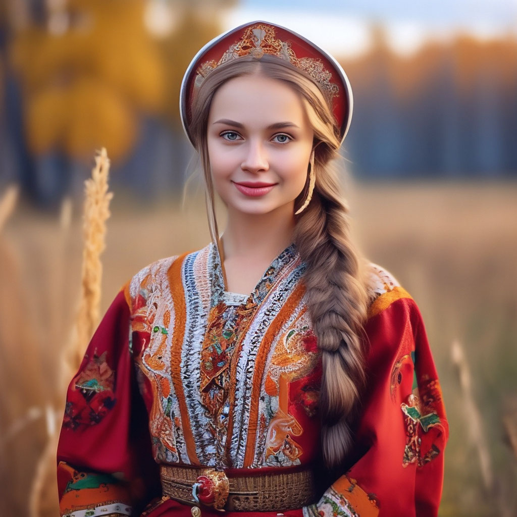 "A girl of indescribable beauty with a long braid in a national Russian ...