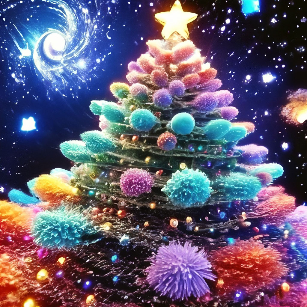 "A 3D illusion.three-dimensional, 3D huge,fluffy Christmas tree in the ...