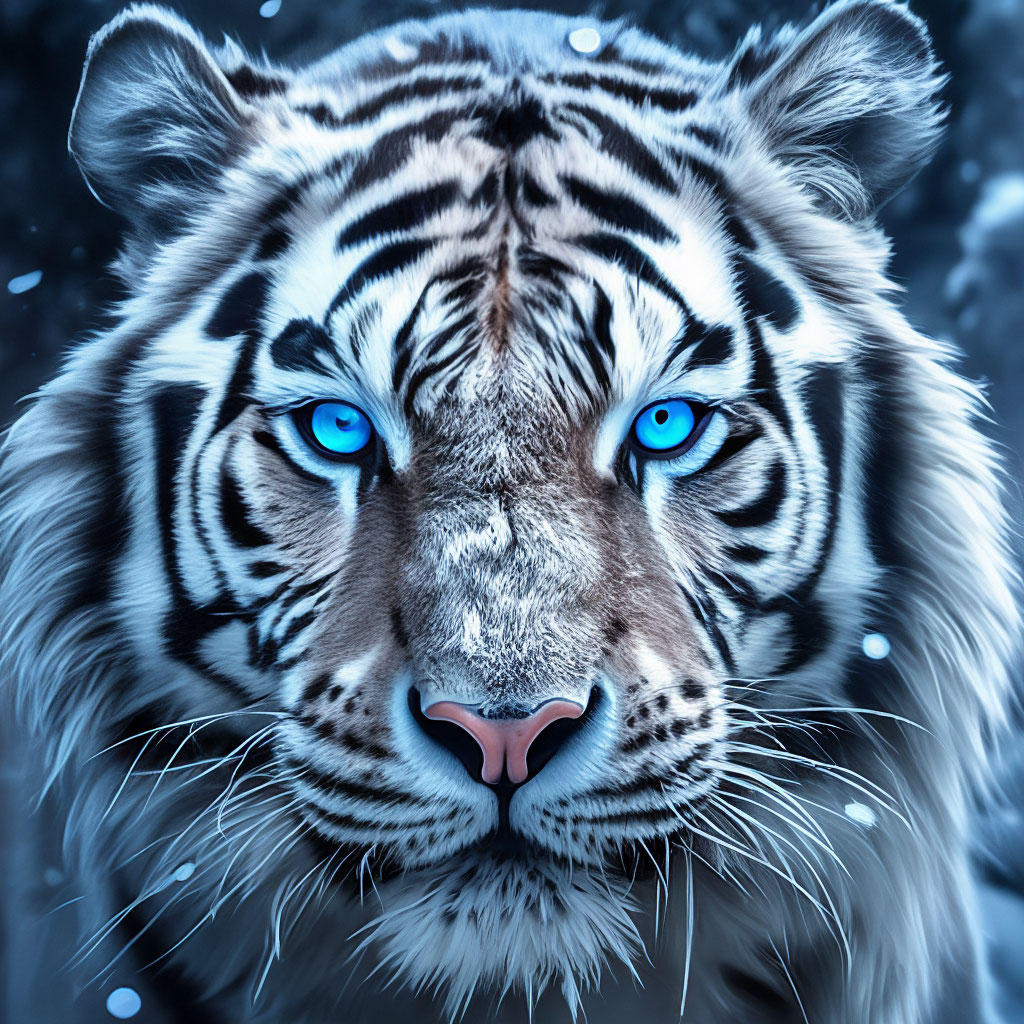 "Hyperrealism, Bengal tiger, crystal blue eyes , consists of, clouds ...