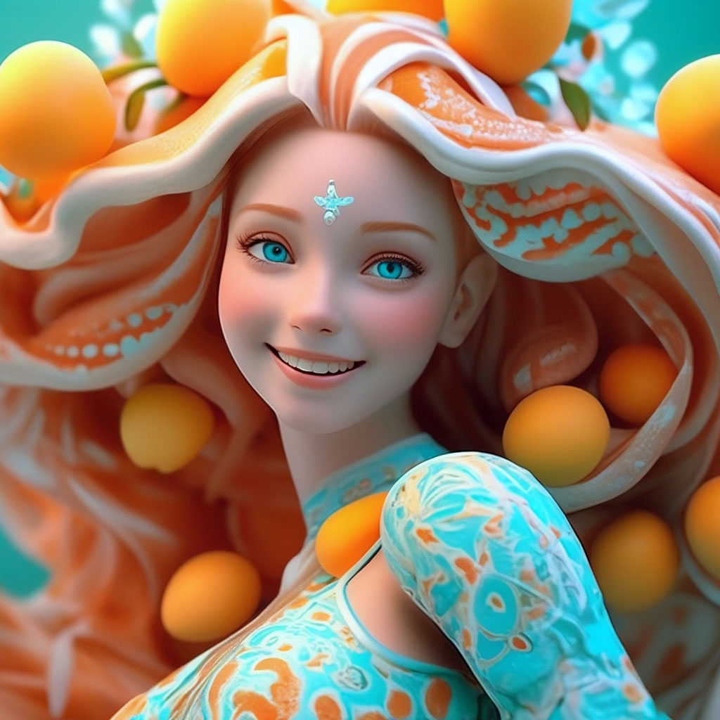 "Metomorphous humanization of apricot into a girl, apricot girl with ...