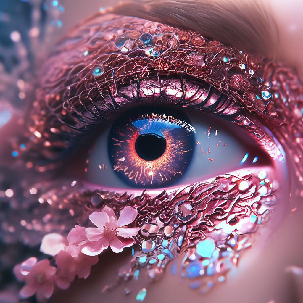 "Fantasy, eye detail, ocean, space, hyperdetalization, filigree,pink ...