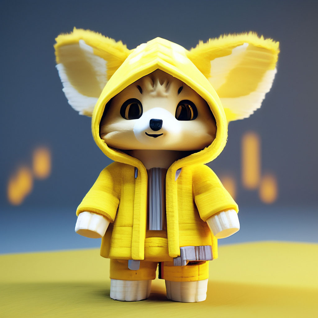 "Cute mega-cute very fluffy fennec in a yellow hoodie in minecraft ...