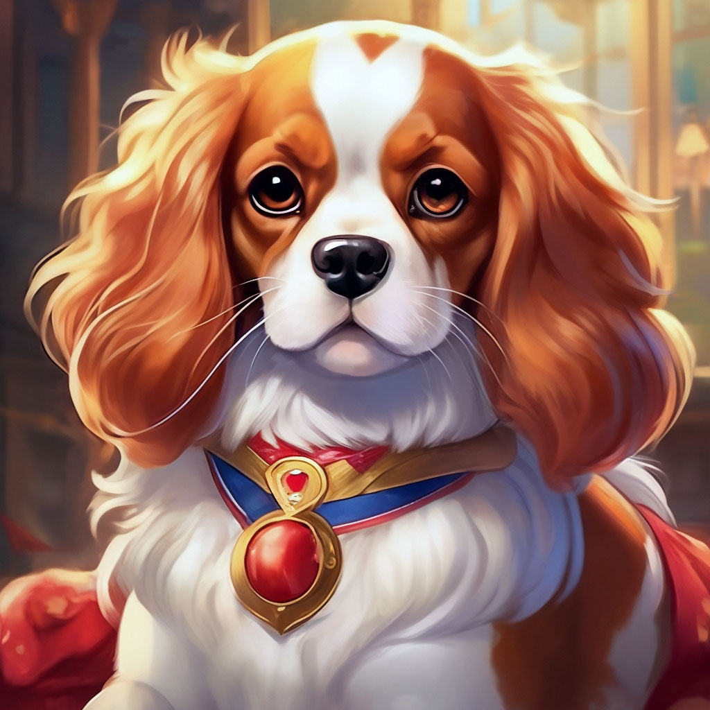 "Anime dog breed cavalier king charlex spaniel redhead white" — image ...