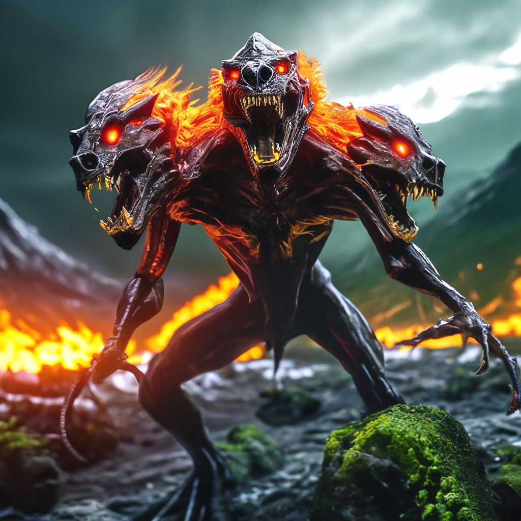 "A two-headed Mutant consisting of a black clot and acid, huge teeth ...