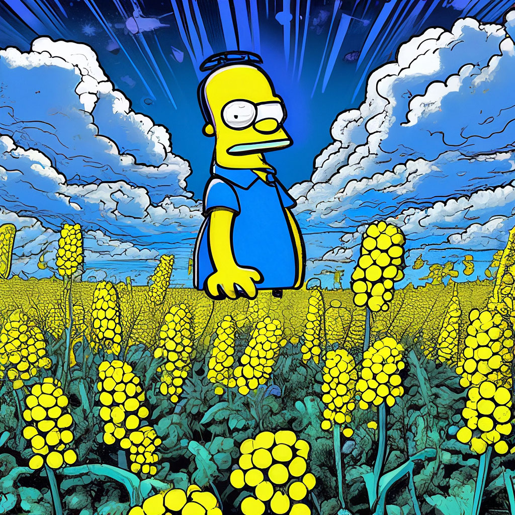 "A rapeseed field in the style of the Simpsons. cartoon" — image ...