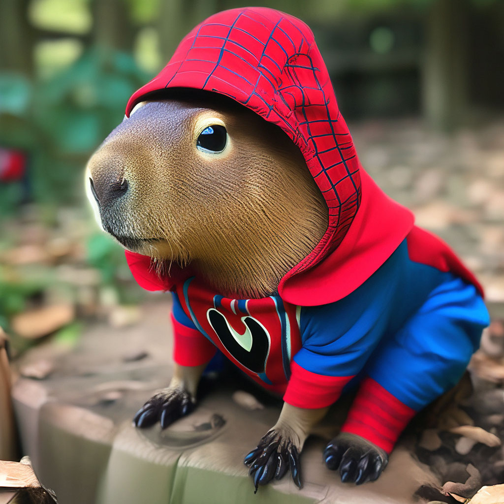 "Capybara Spider-man" — image created in Shedevrum