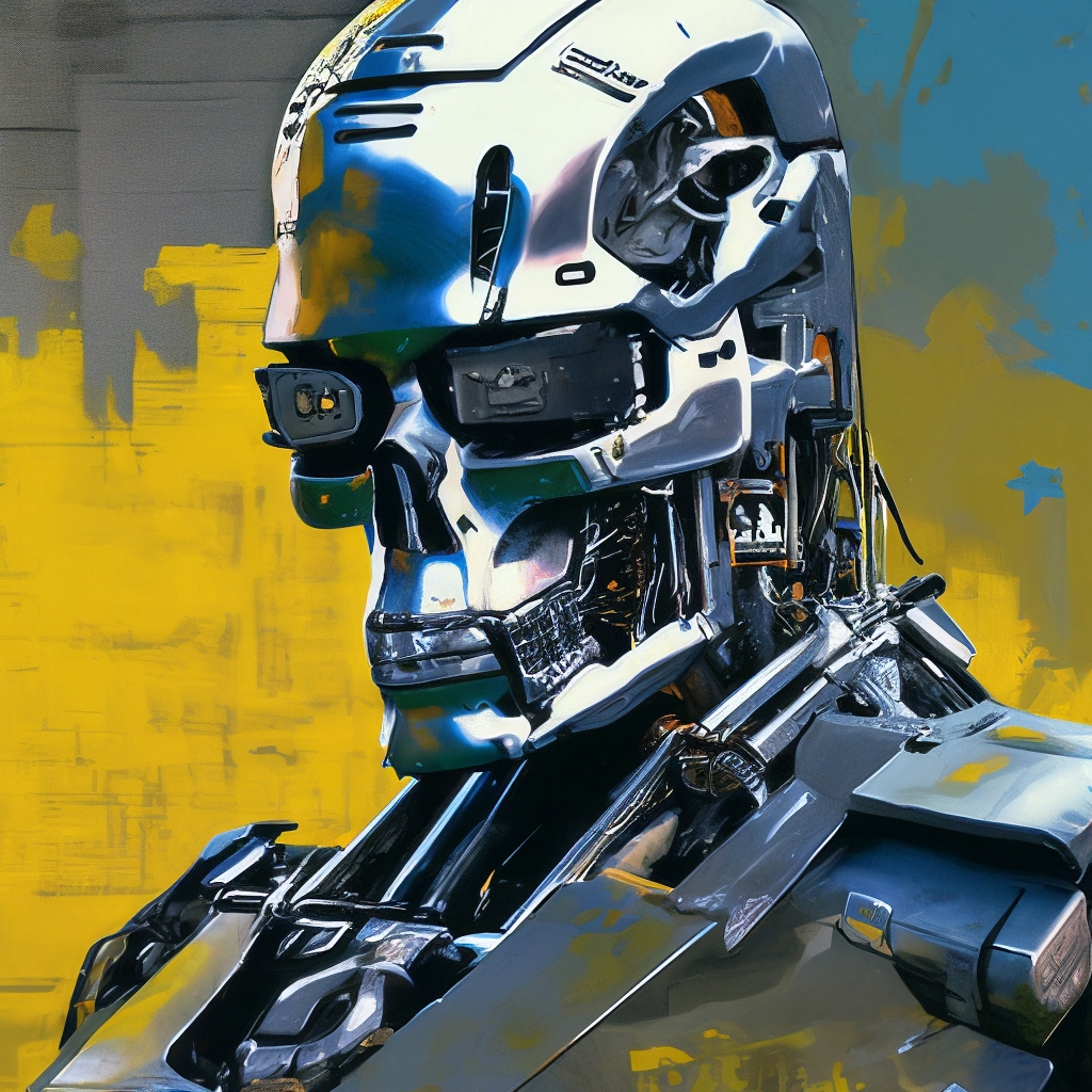 "Terminator with a human face" — image created in Shedevrum