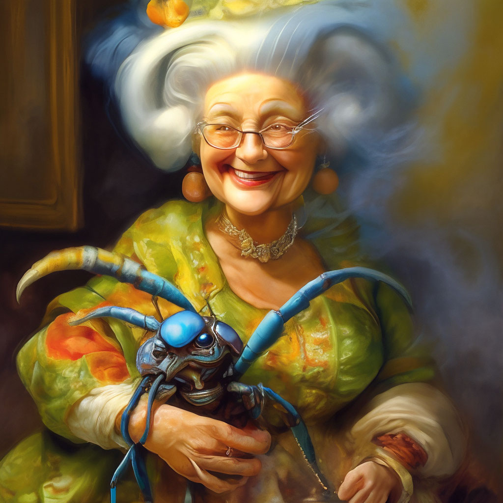 "👀 Ugly anthropomorphic Madam Old Lady and a big May Bug expressive ...