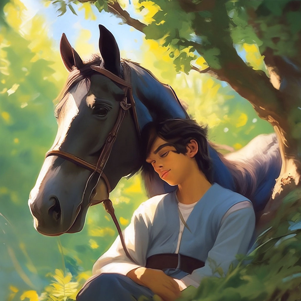 "A young yesaul dozed off under an alder tree, bent his head to a good ...