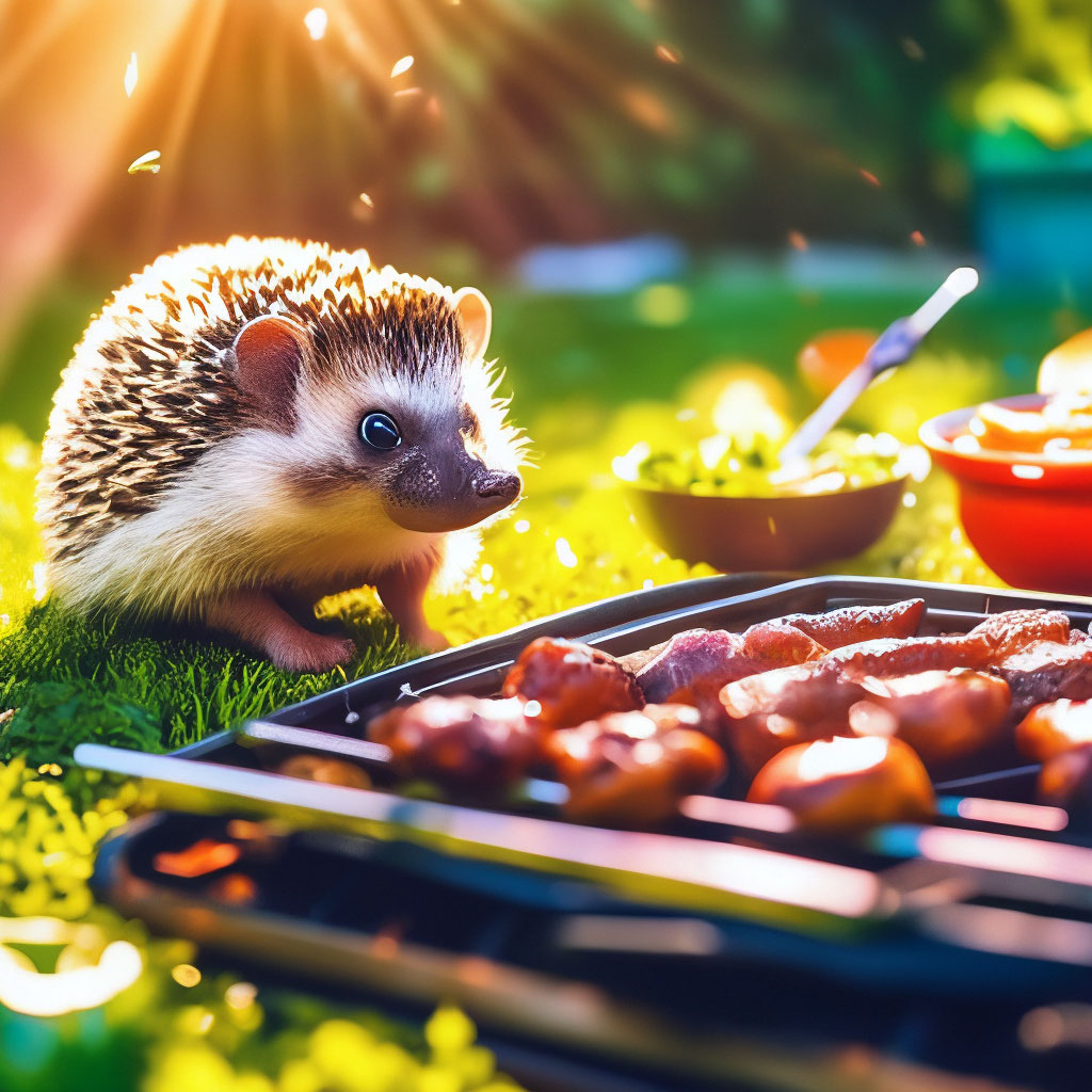 "Hedgehog and friends barbecue barbecue bright sun, aesthetically ...