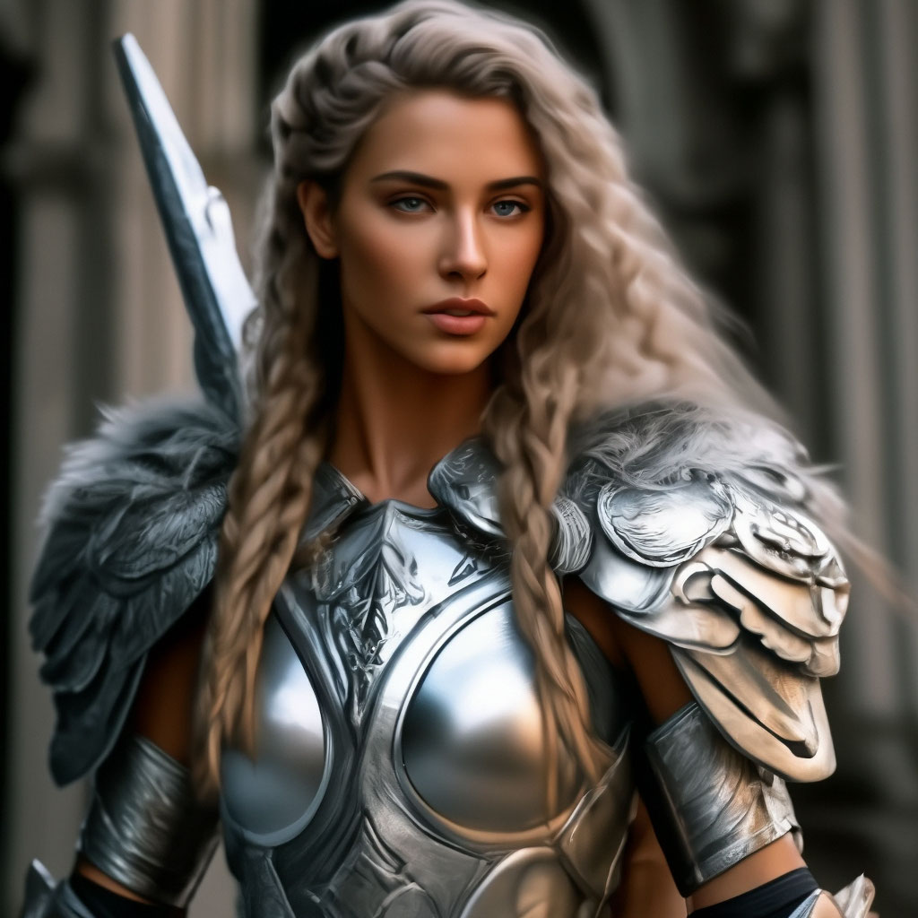 "Extremely beautiful valkyrie, full height, hyperrealism, large bust ...