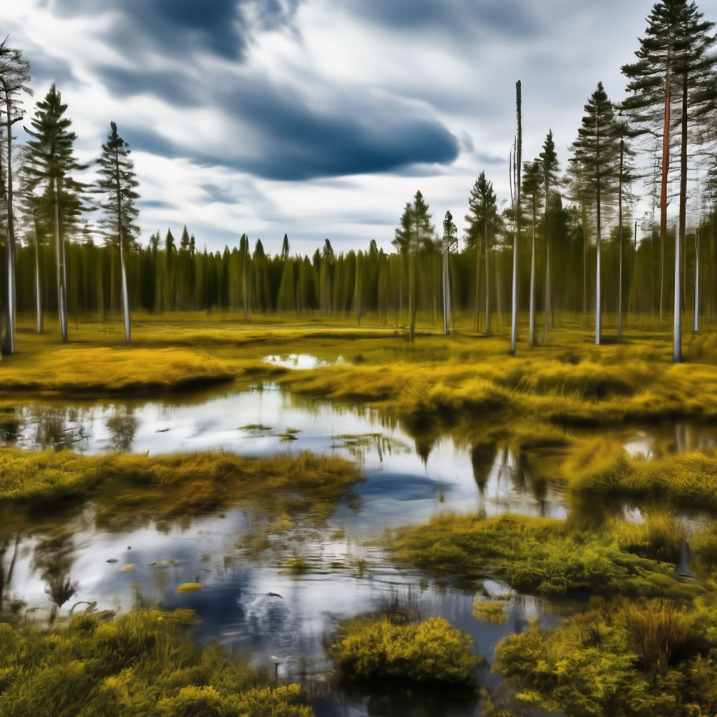 "A large forest swamp in Karelia., realistic, professional photo, high ...