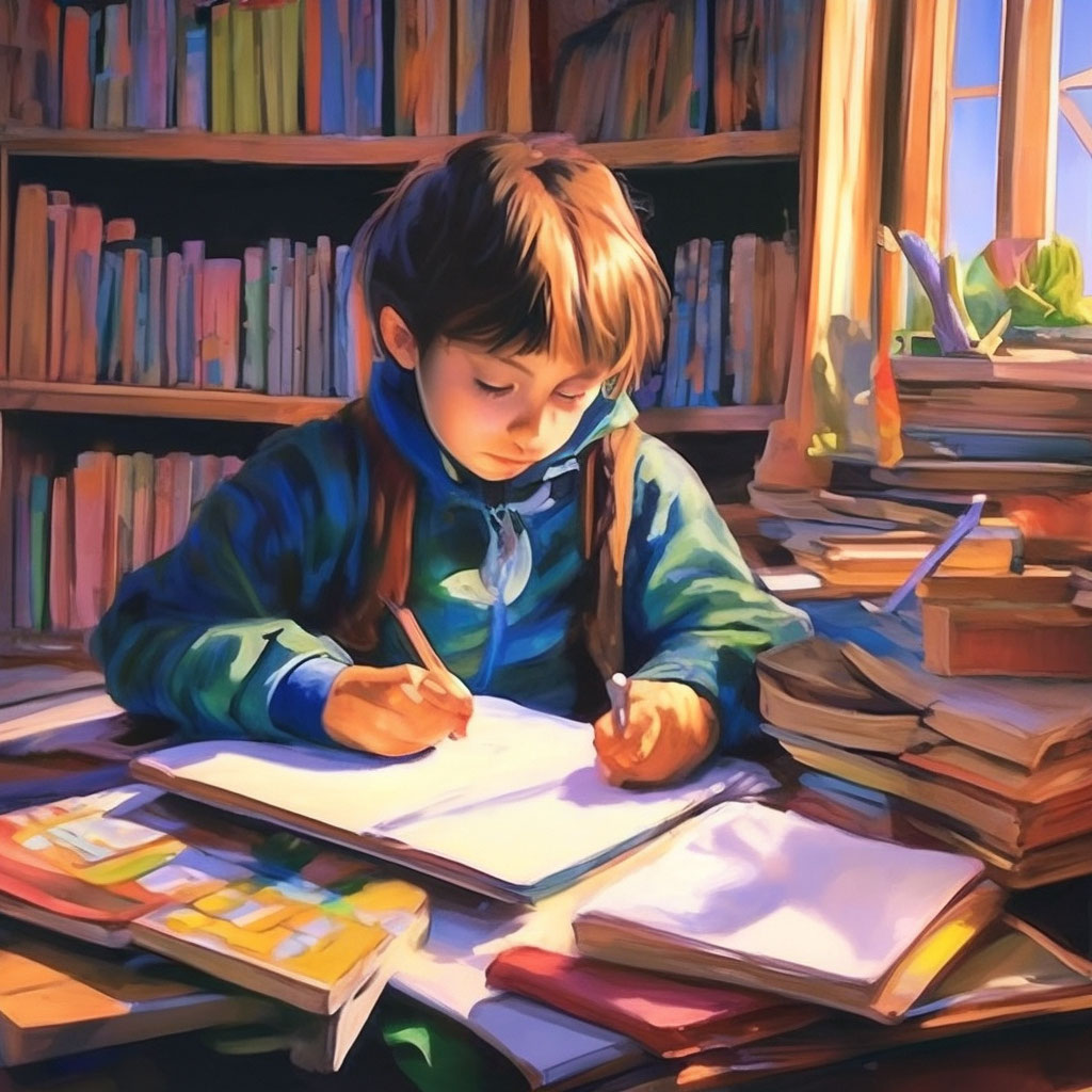 "I'm doing my homework now." — image created in Shedevrum