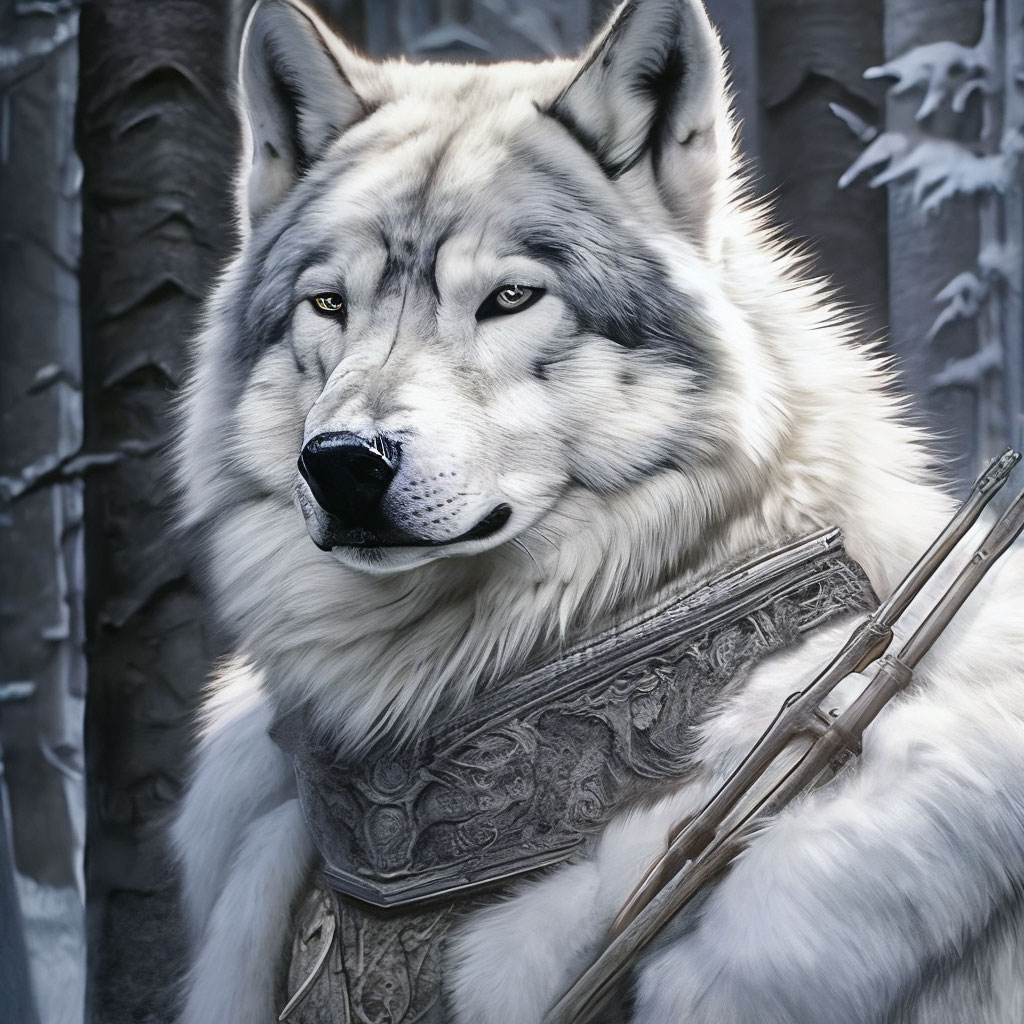 "💙 ️💙The Slavic Warrior snow-white Wolf 5d.4k" — image created in Shedevrum
