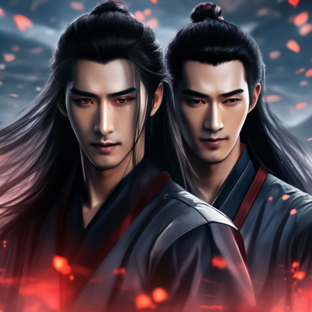 "Anime, two guys, WeiuXian and Lanjang, 4k, high resolution, high ...