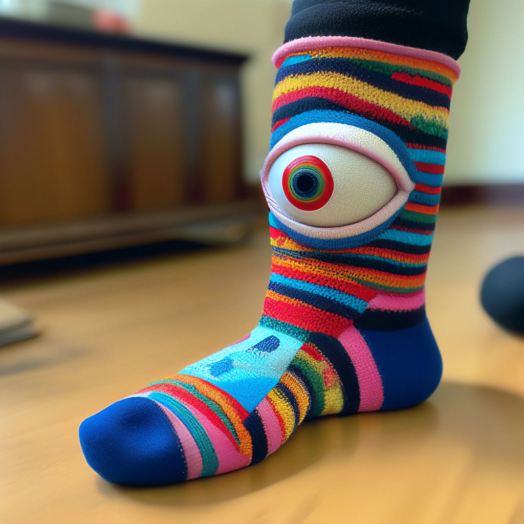 "Sock with big eyes" — image created in Shedevrum