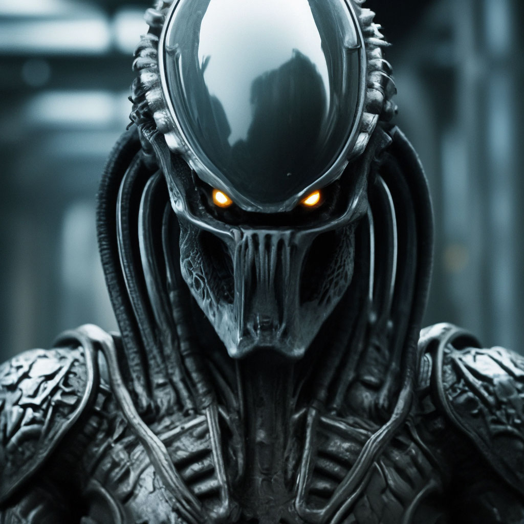 "Predator, xenomorph, arnold, prometheus" — image created in Shedevrum