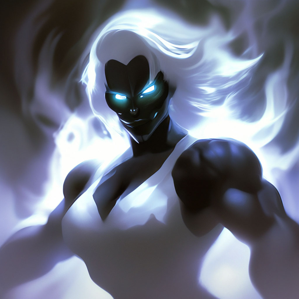 "Phantom, ghostly, moderately strong female hulk, made of white and ...