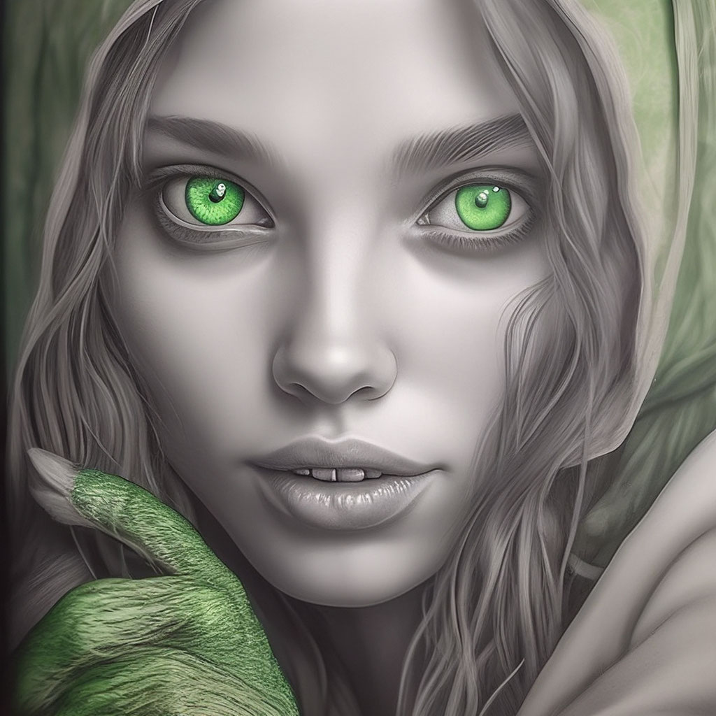 "Some insanely beautiful green-eyed female creature" — image created in ...
