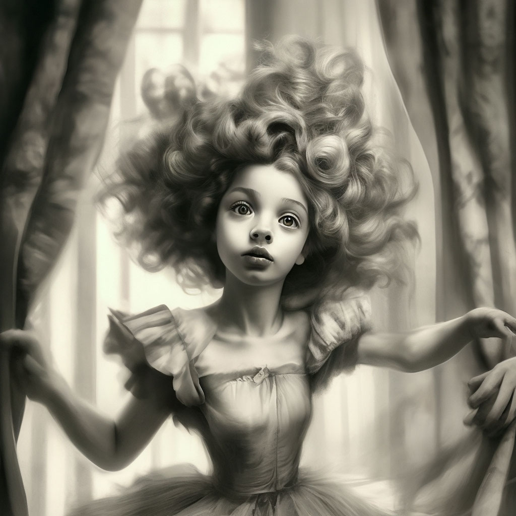 "Sketch, silly little eye, awkward, wild micro fairy with curls on her ...