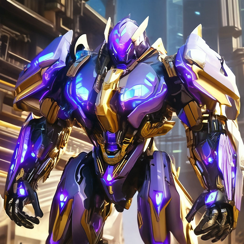 "Steampunk, futuristic huge robot transformer, fighter, metallic luster ...