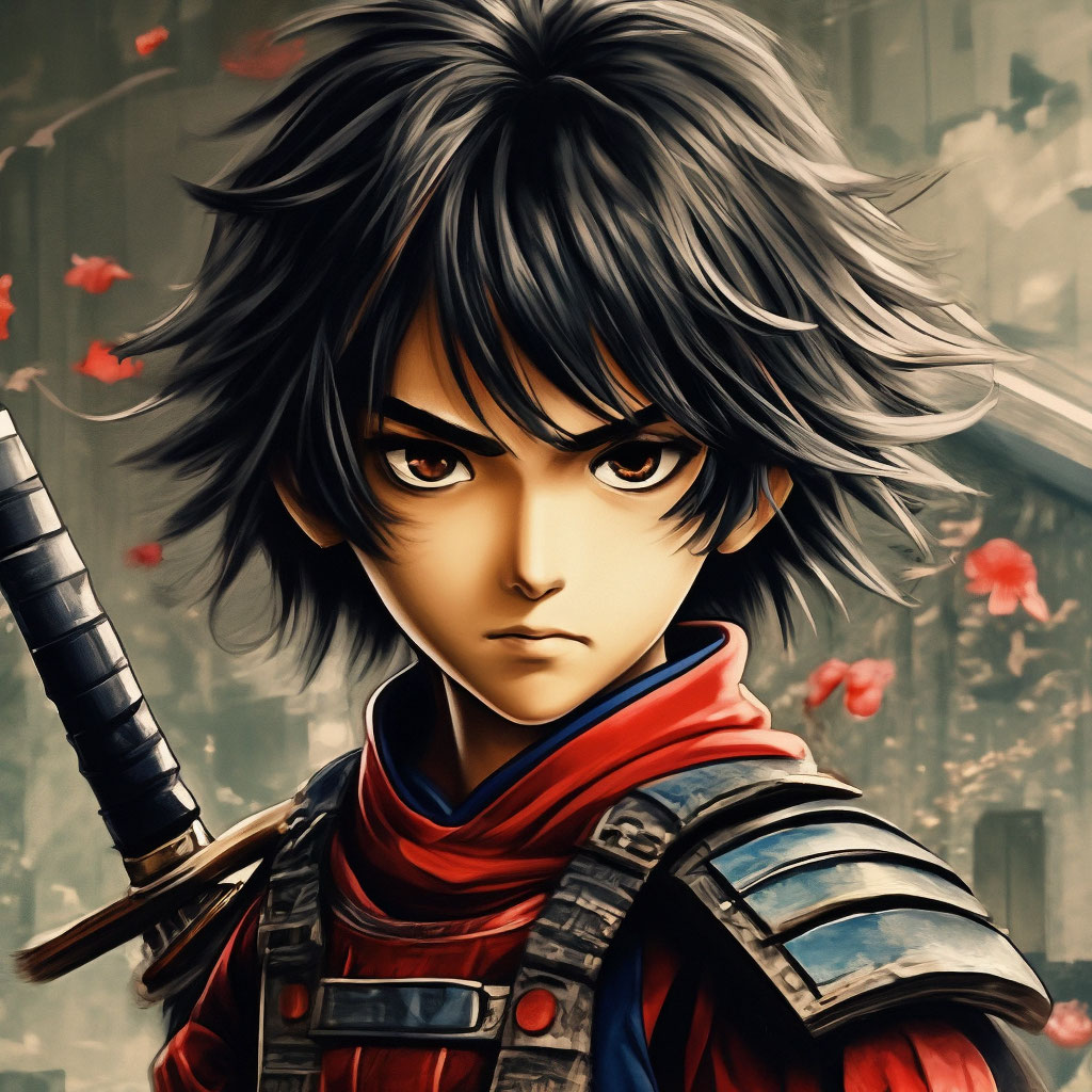 "Cute anime samurai" — image created in Shedevrum