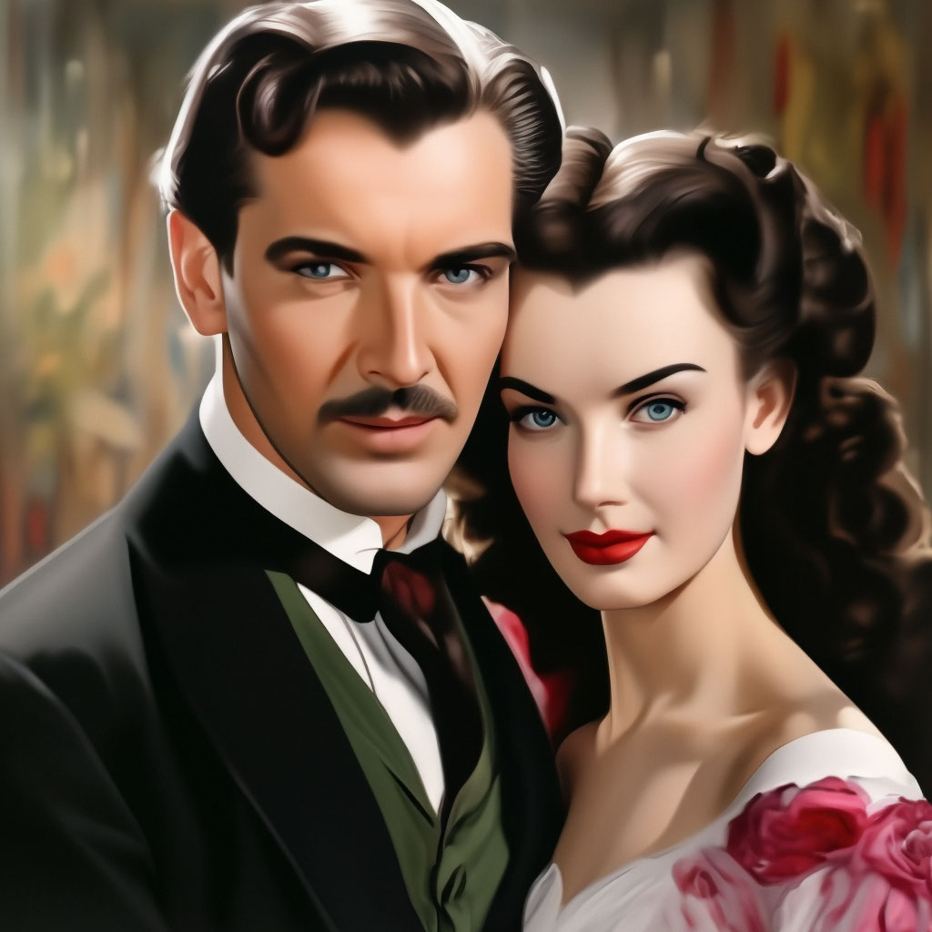 "Realistically beautiful Scarlett O'Hara and Rhett Butler high detail ...