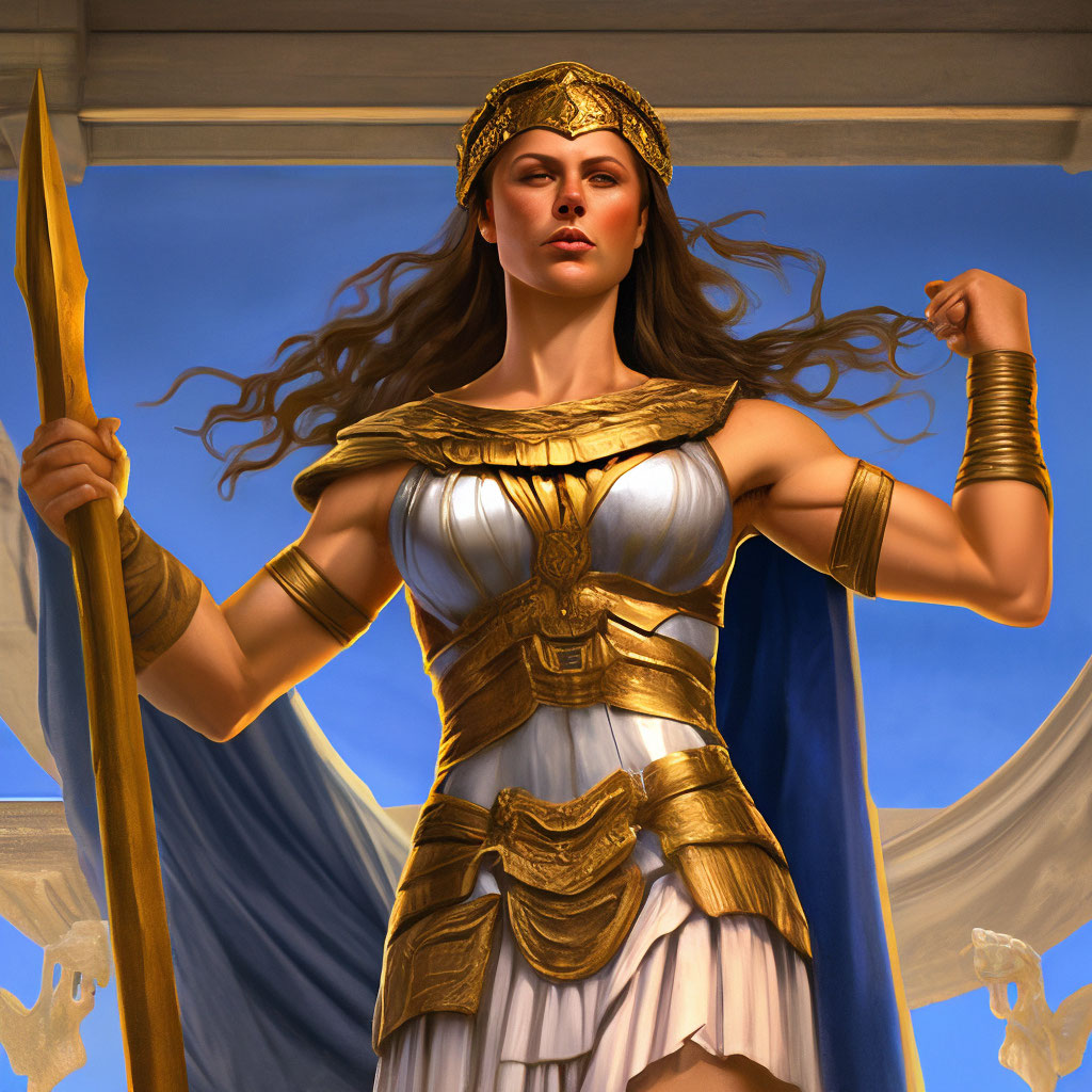 "Evil Athena in the style of the artist Rembrandt, with back muscles ...