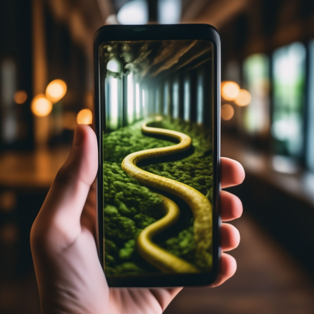 "Snake game on the phone" — image created in Shedevrum