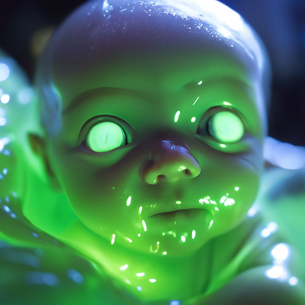 "Terrible baby made of luminous slime, aesthetically pleasing ...