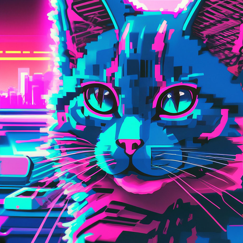 "Pixel cat 8-bit style" — image created in Shedevrum