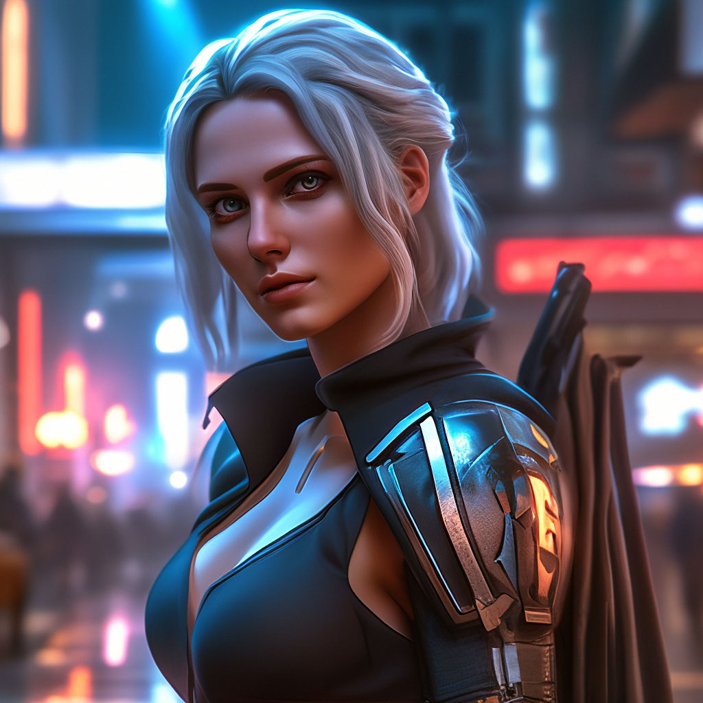 "Ciri from cintra, cyberpunk, witcher, beautiful girl, professional ...