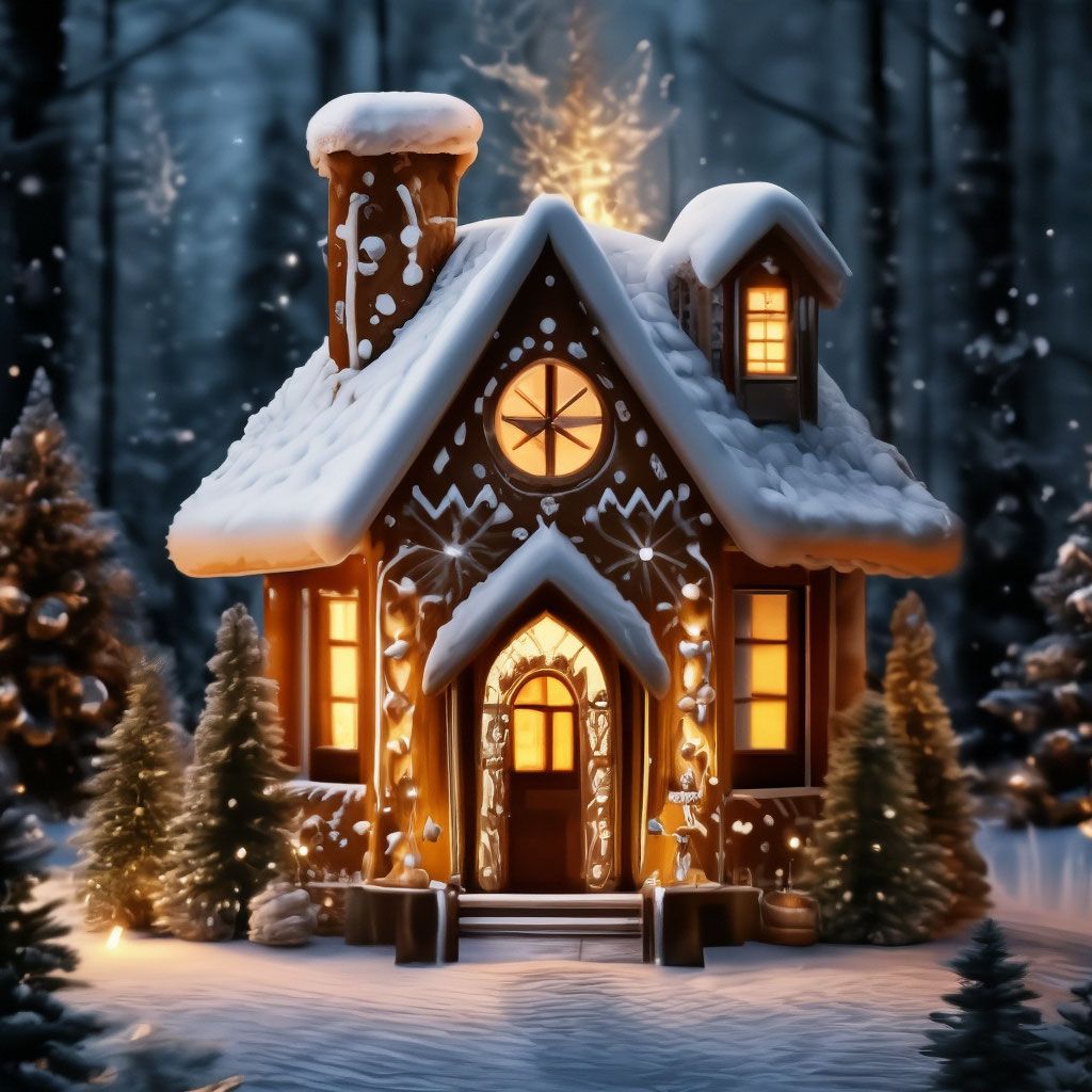 "New Year's elegant Christmas tree in the forest, under the tree a ...