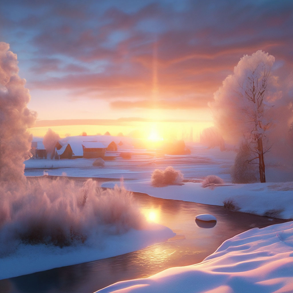 "The first day of winter, the radiance of dawn, magically, in pastel ...