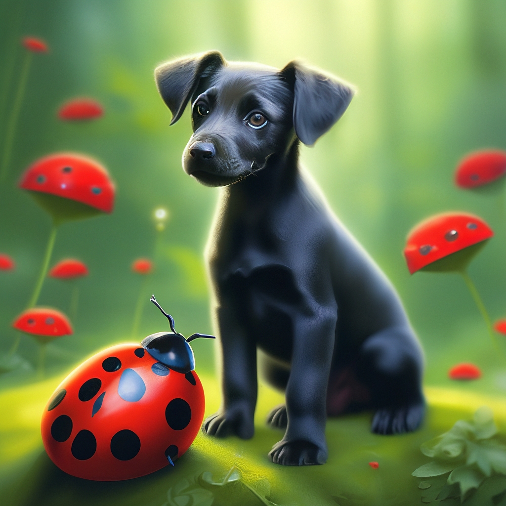 "The last ladybug and dog" — image created in Shedevrum