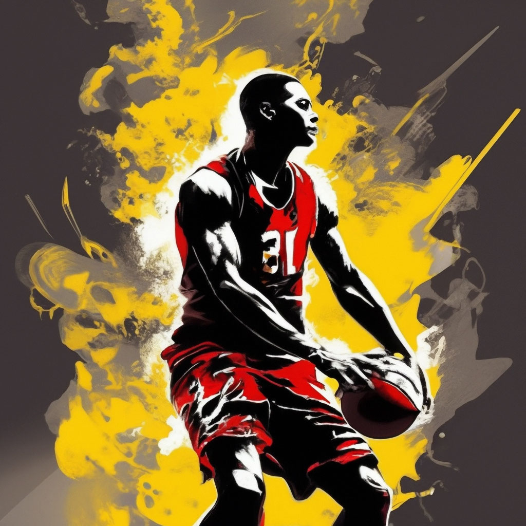 "Basketball player, fantasy style - mythology, ink, darkness, splashes ...