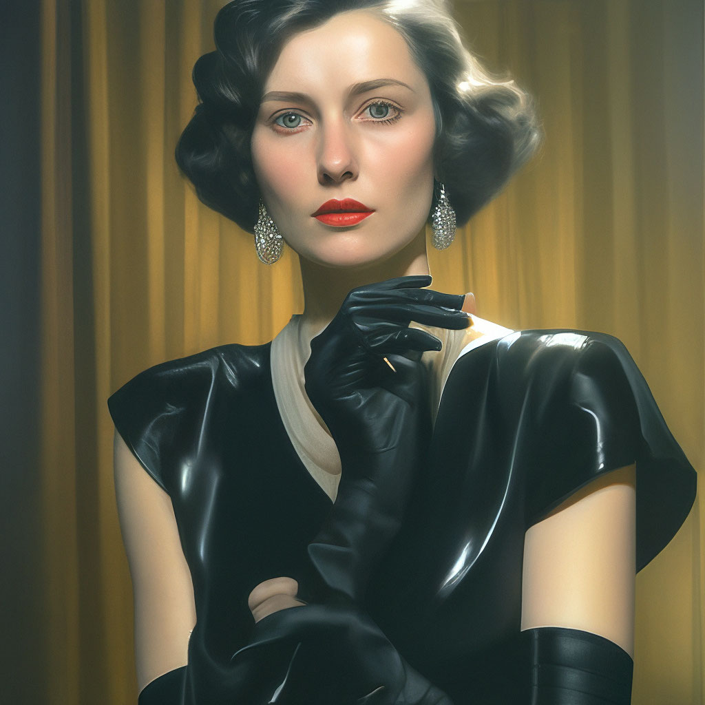 "An aristocratic-looking woman with a perfect hairstyle in a chic black ...