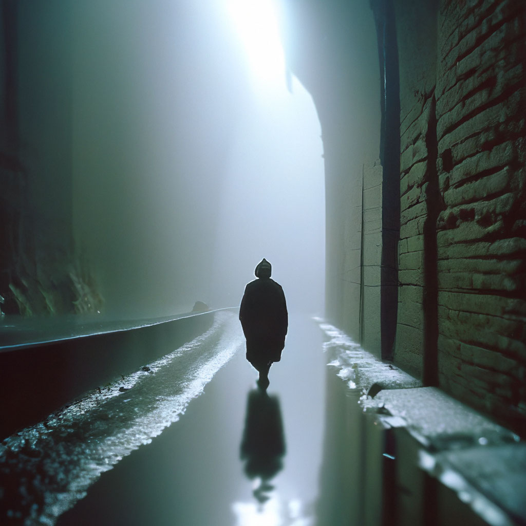 "A frame from Tarkovsky's film. fog, water dripping from the walls ...
