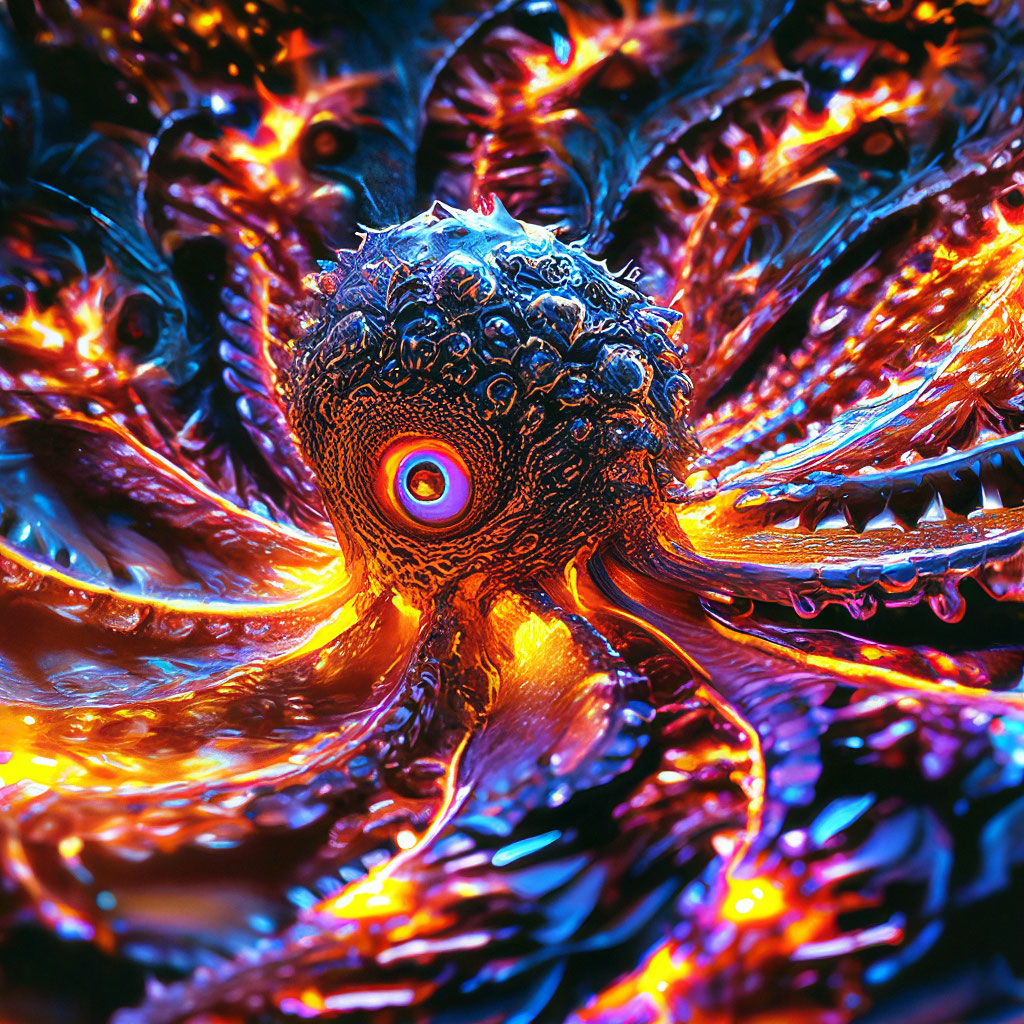 "Surrealism, high detail, octopus, consists of fractals, fairy elf ...