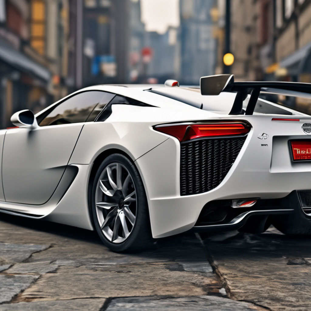 "Lexus LFA white metallic Mega high detail rear view at an angle ...